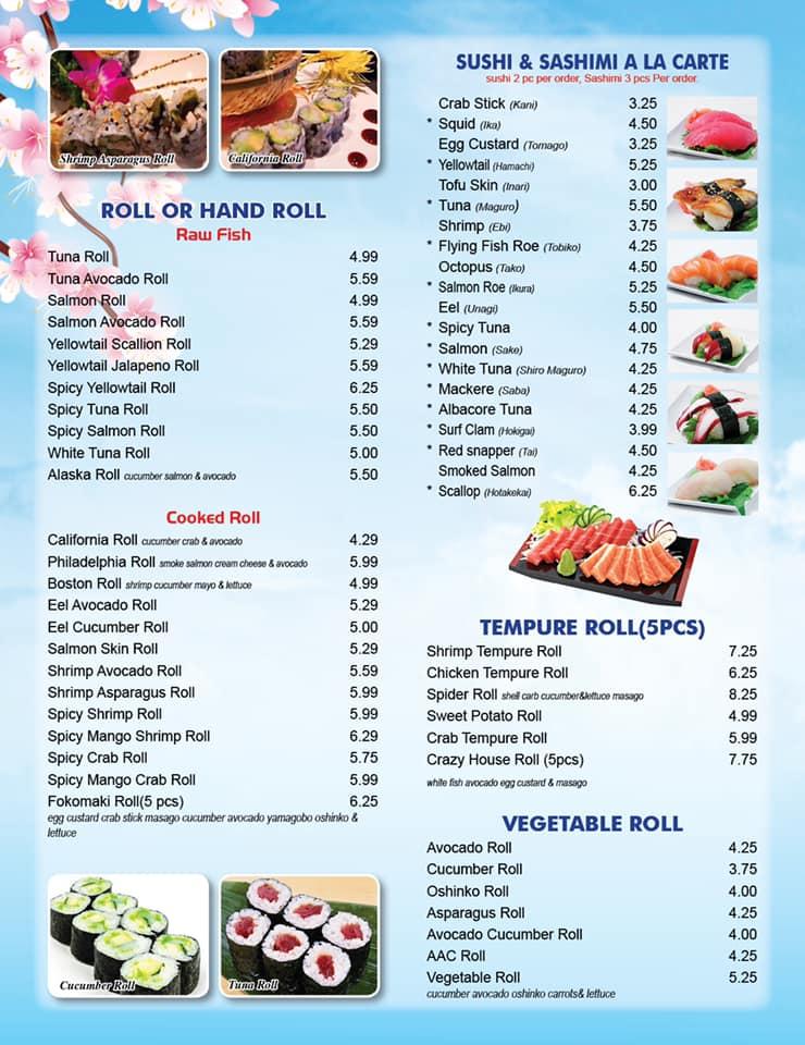 Menu at YAMATO JAPANESE STEAKHOUSE, Dunlap, Rankin Ave