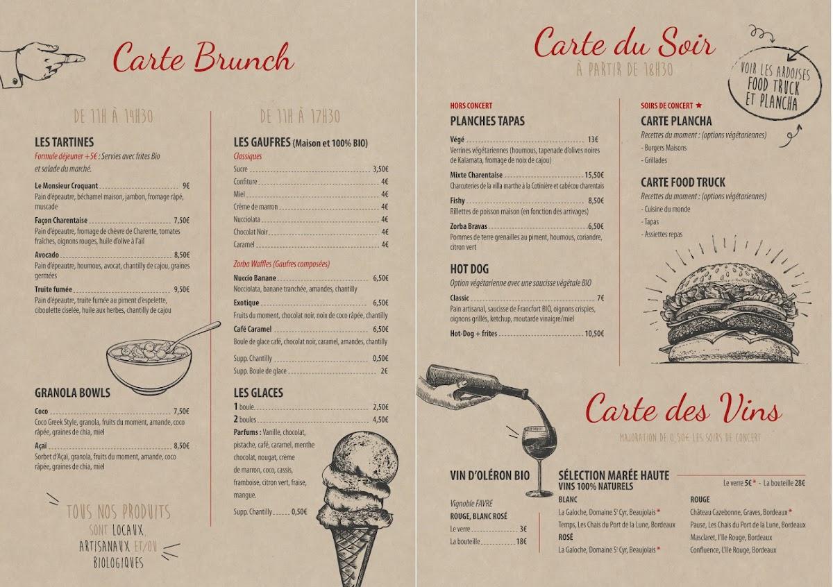 Menu au Café ZORBA, Le Château-d'Oléron
