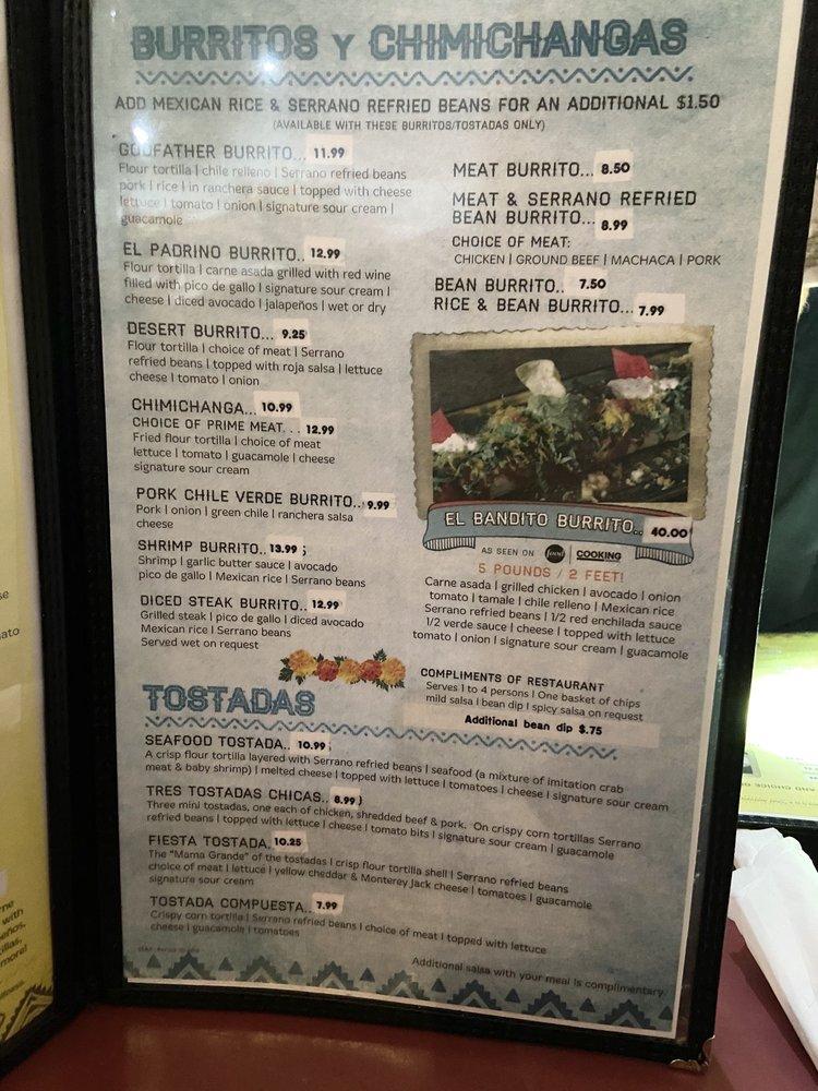 Menu at Casa Serrano Los Arteaga pub & bar, Lake Havasu City