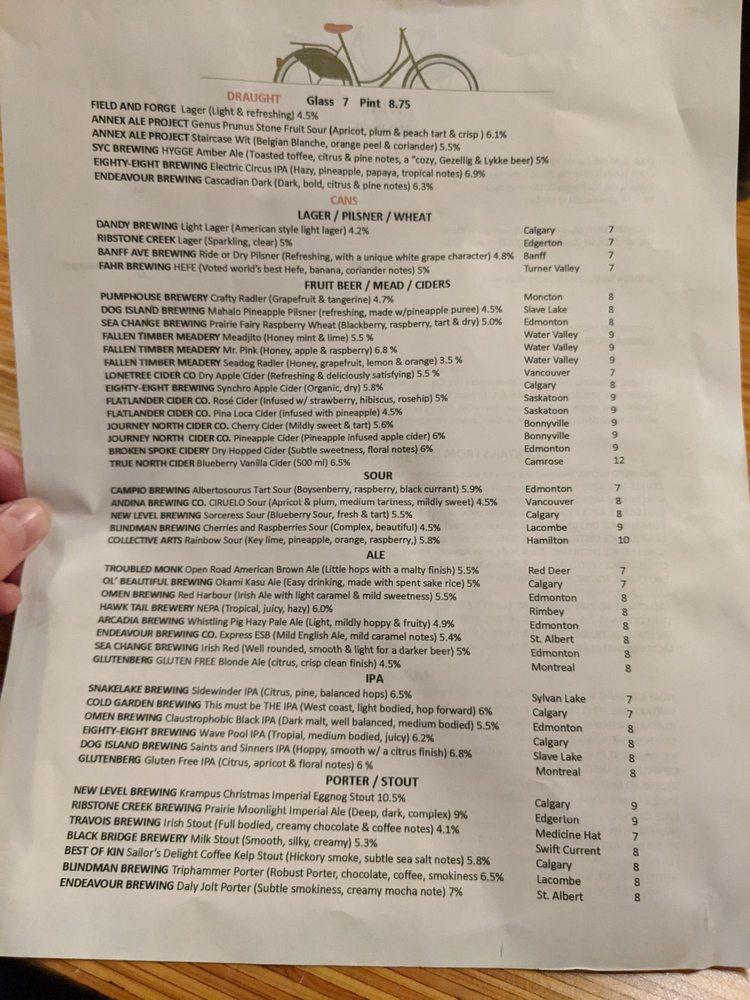 Menu at OTTO Food & Drink restaurant, Edmonton