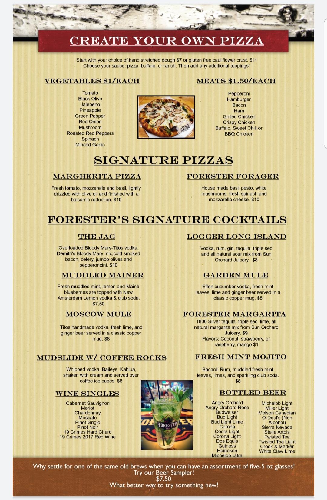 Menu at The Forester Pub, Lincoln