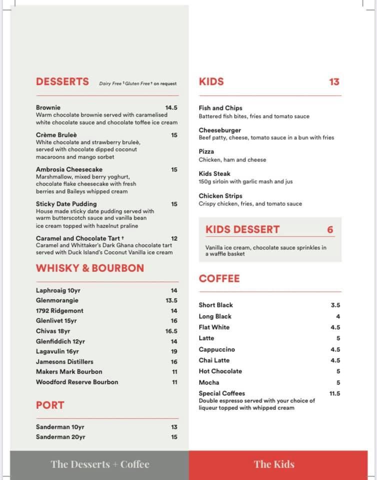 Menu at The Lookout Bar and Kitchen, Hamilton