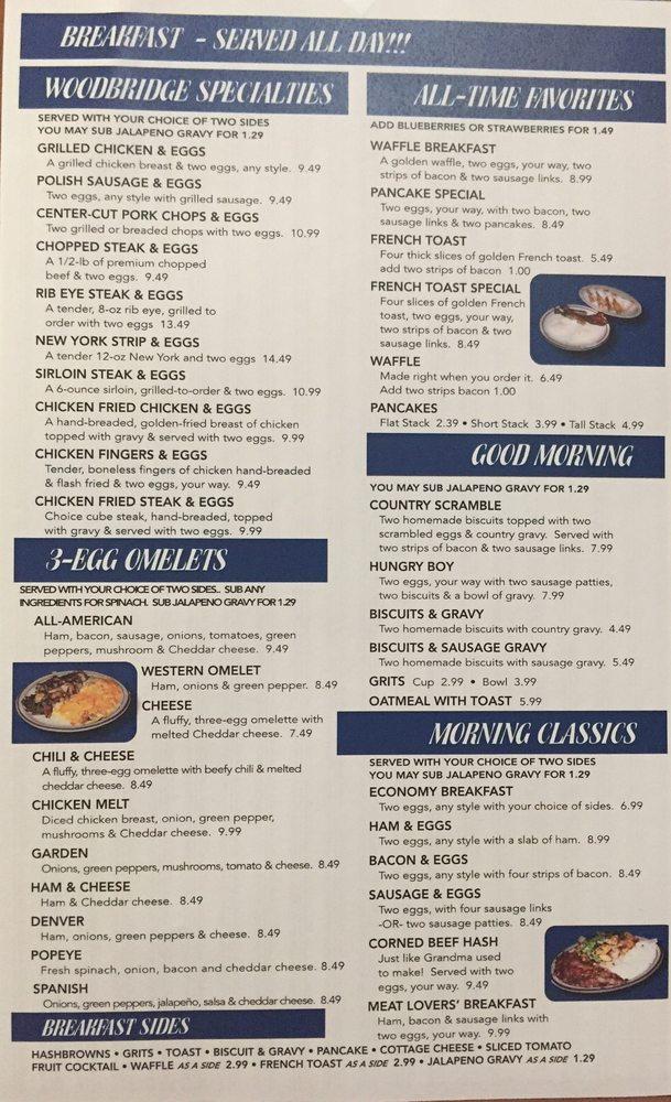 Menu at Woodbridge Restaurant, Oklahoma City, NW 39th St