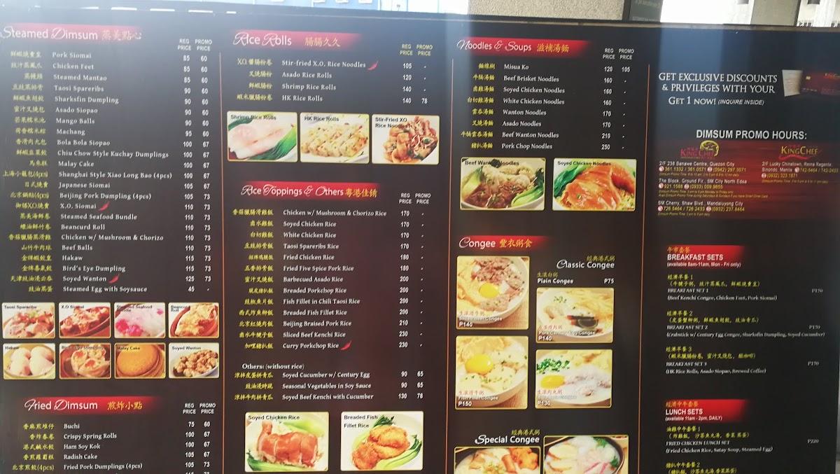Menu at King Chef Dimsum Kitchen Banawe fast food, Quezon City, 2/F