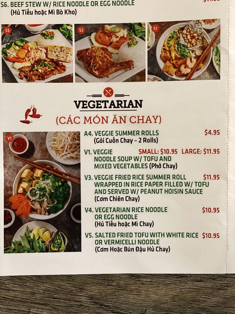 Menu at Pho Ngon restaurant, Alexandria