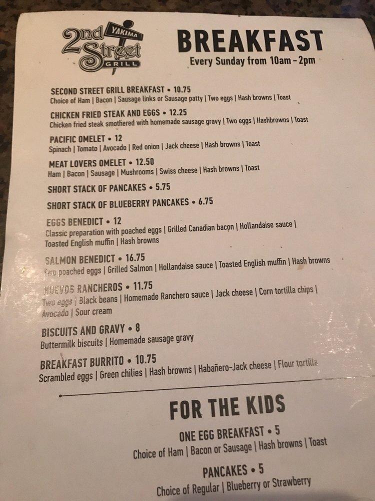 Menu at Second Street Grill pub & bar, Yakima