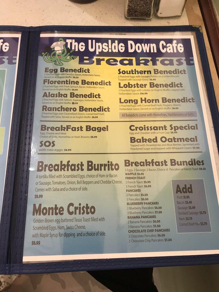 Menu at Upside Down cafe, Satellite Beach