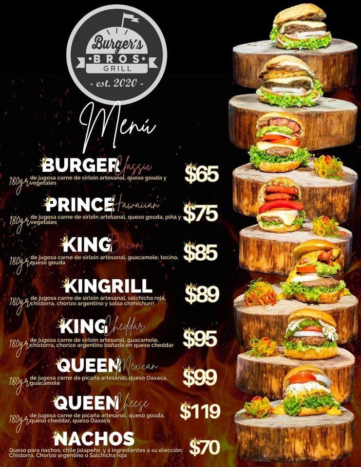 Menu at Burgers Bros Grill, Comalcalco