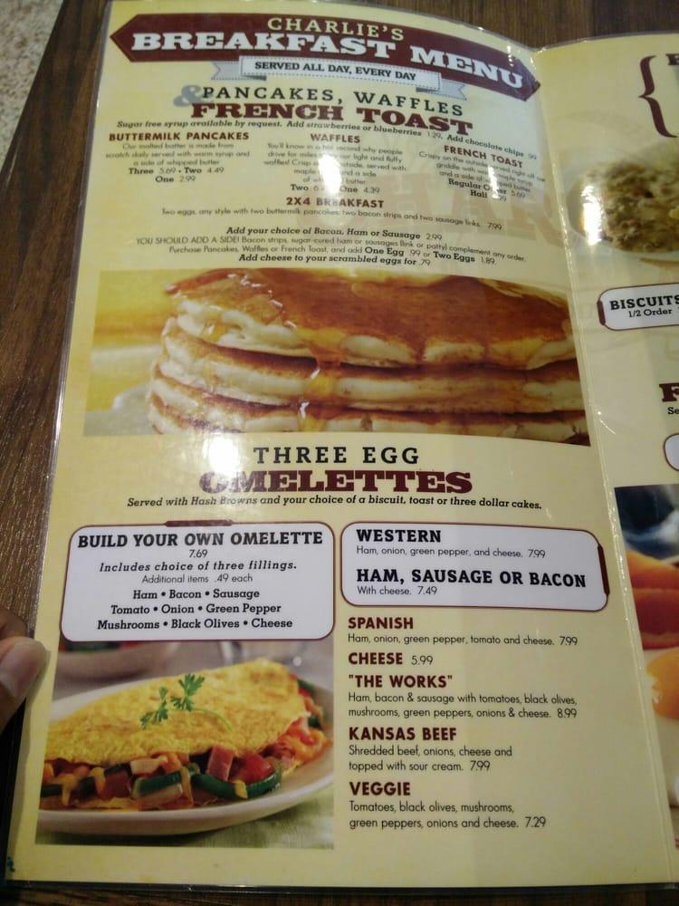Menu at Charlie's Restaurant, Newton