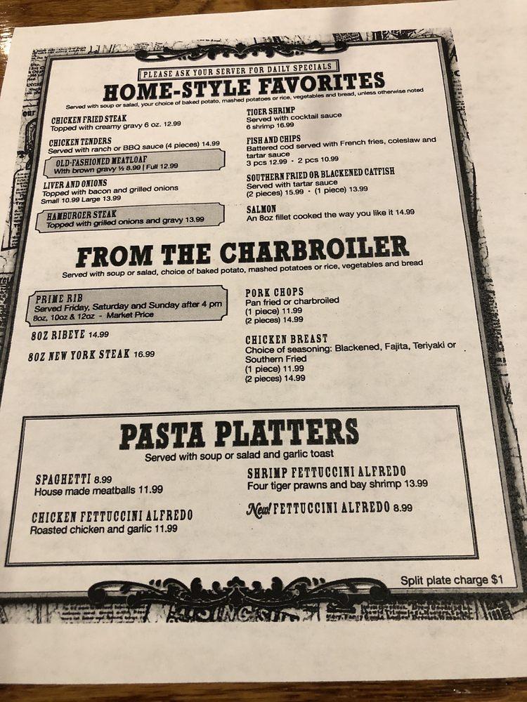 Menu at Depot Diner pub & bar, Fallon