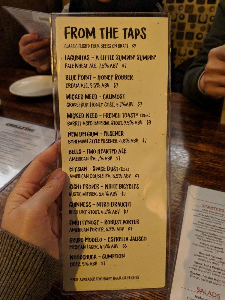 Menu at George Martin's Grillfire steakhouse, Hanover