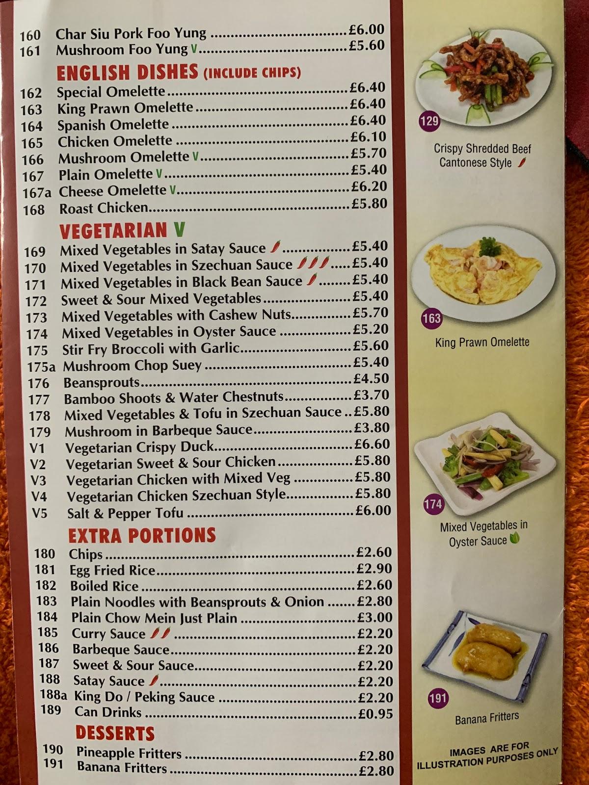 Menu at Leigh Sinton Chinese Take Away restaurant, Malvern
