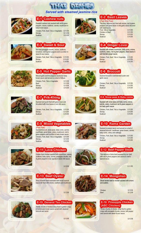 Menu at Tasty Thai Restaurant, Toledo
