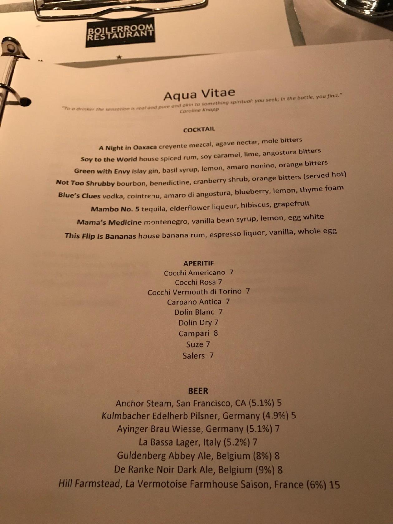 Menu at The Boiler Room pub & bar, Omaha