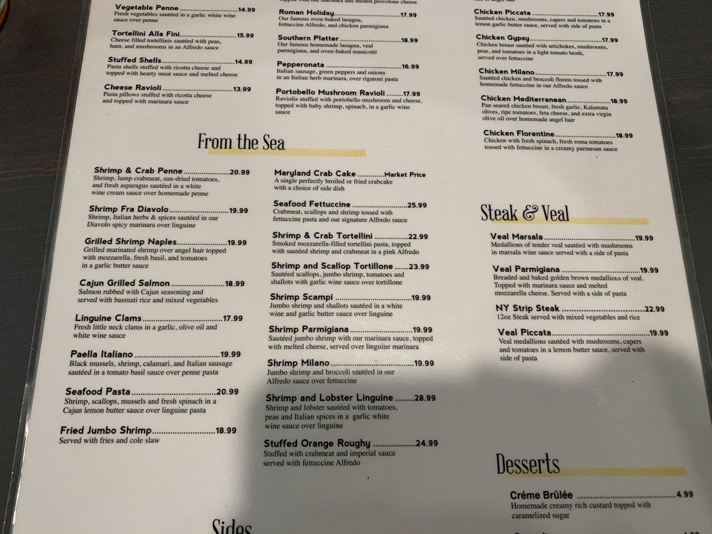 Menu at The Olive Tree restaurant, Glen Burnie