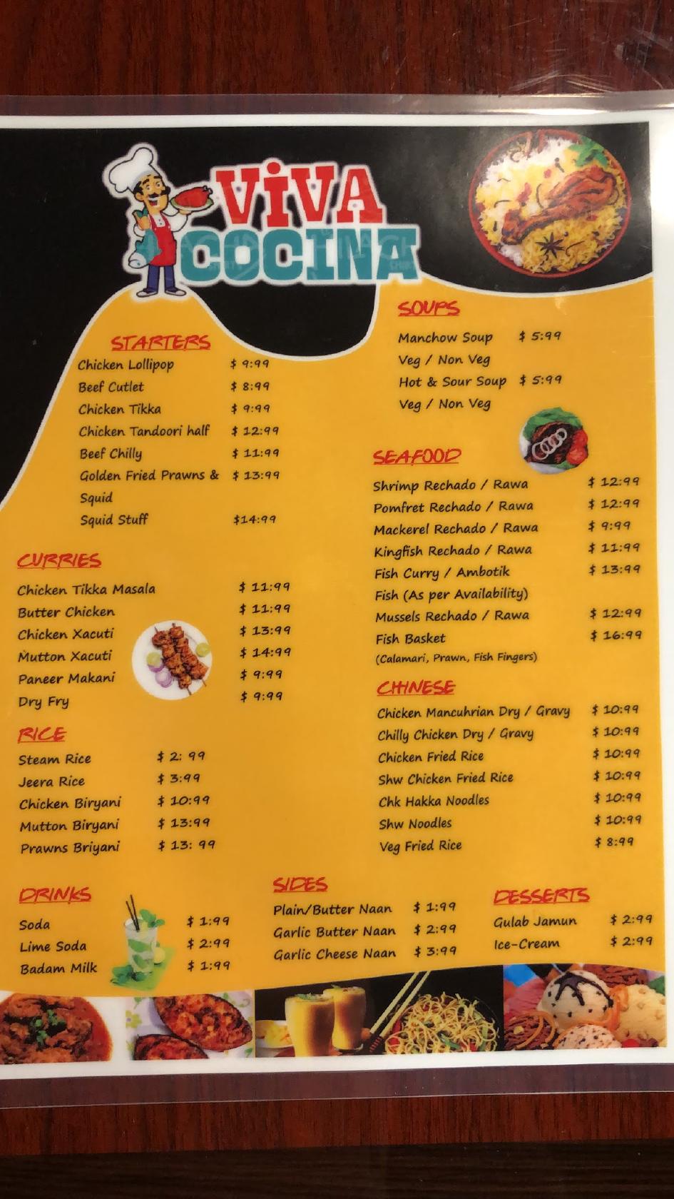 Menu at VIVA COCINA restaurant, Houston