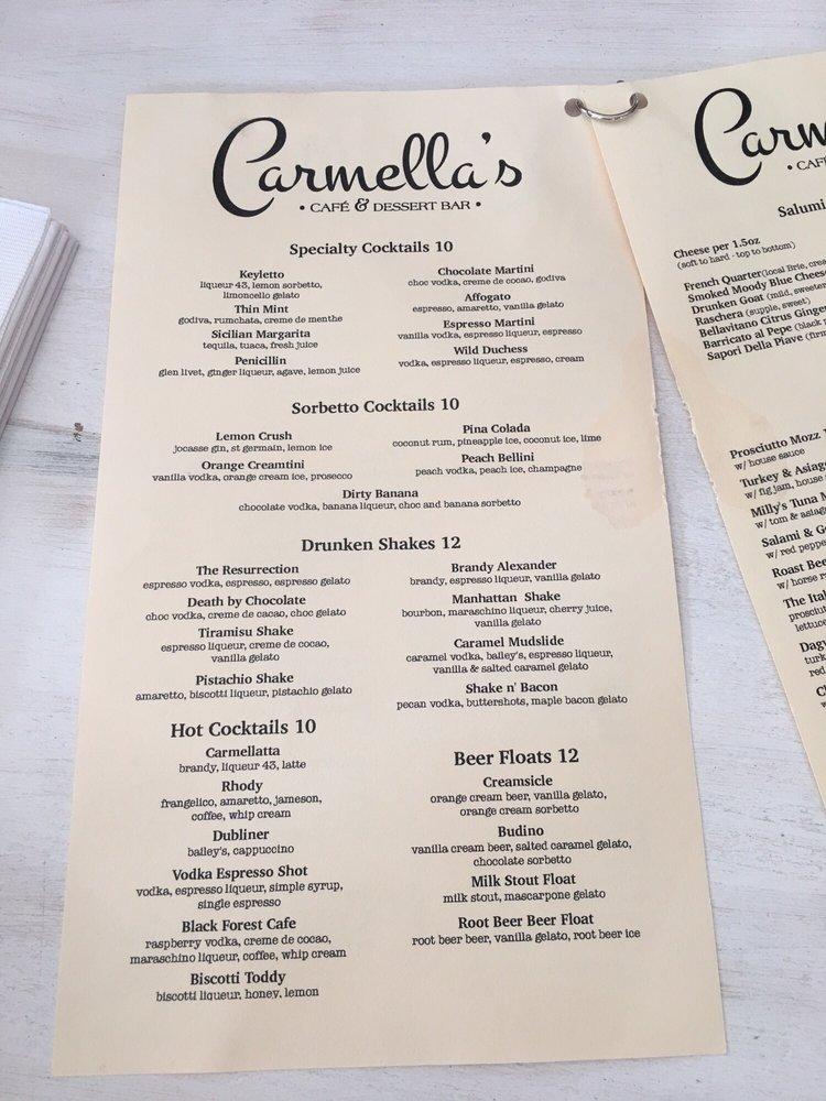 Menu at Carmella's Cafe and Dessert Bar, Charleston