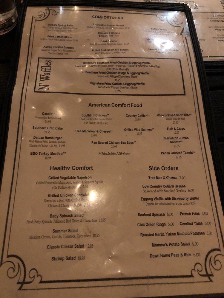 Menu at Melba's Restaurant, New York City, 300 W 114th St