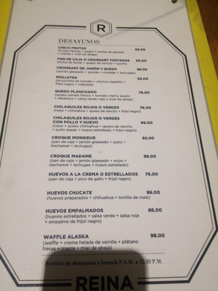 Menu at REINA COMFORT FOOD cafe, San Pedro Garza García, Río Caura 345