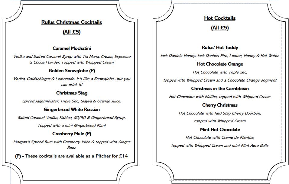 Menu at Rufus T Firefly pub & bar, Glasgow