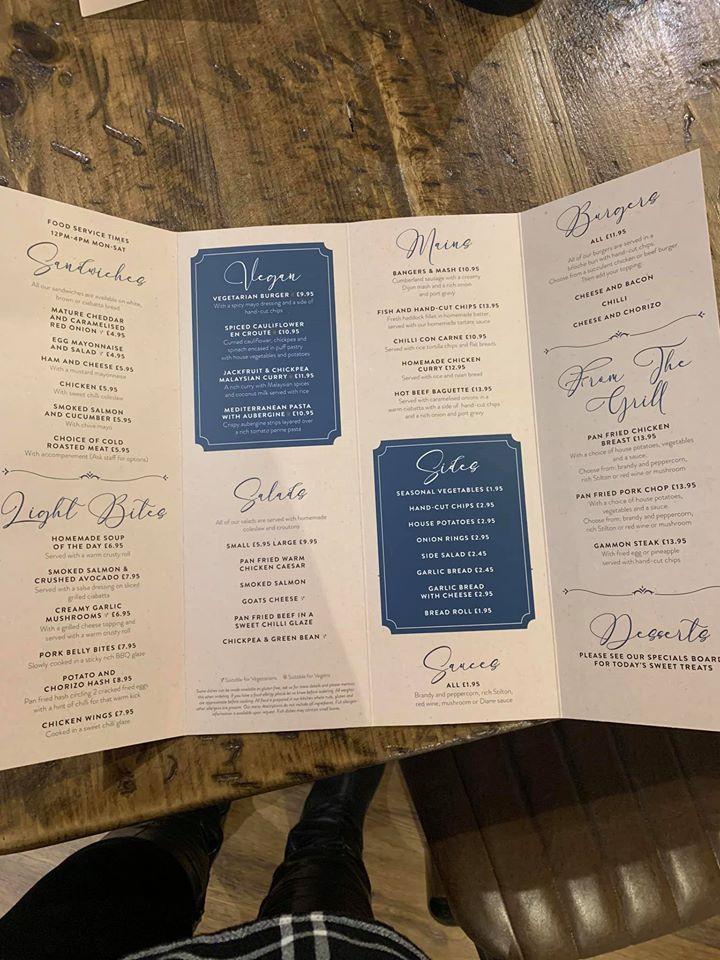 Menu at The Old Forge cafe, Bridlington