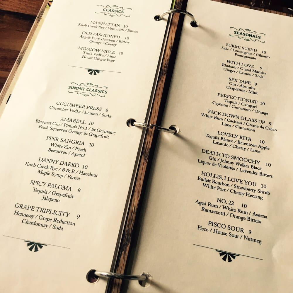 Menu at The Summit pub & bar, Pittsburgh