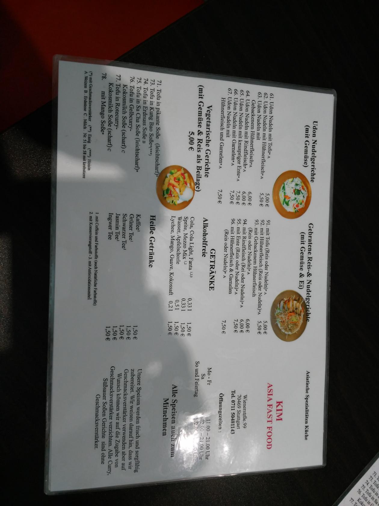 Speisekarte von Bún Vietnam Street-Food restaurant, Stuttgart, Wiener ...