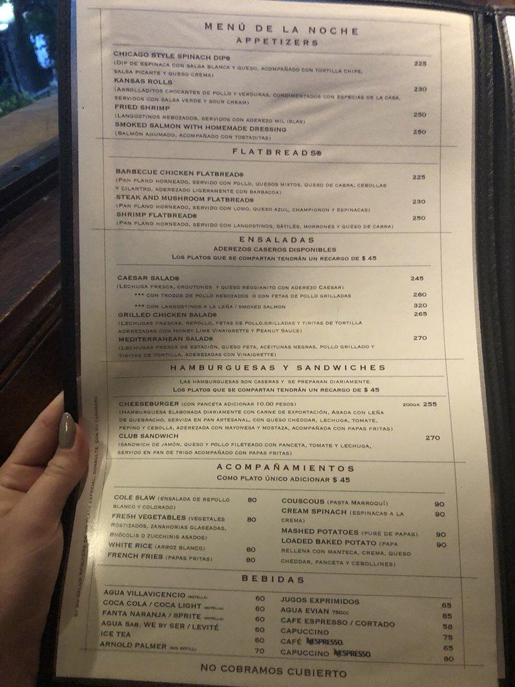 Carta del restaurante Kansas, Buenos Aires, Av. Libertador 4625