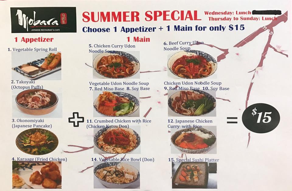 Menu at Mobara Japanese and Ipho Vietnamese Restaurants, Salisbury