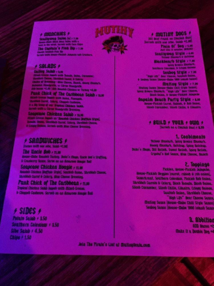 Menu at Mutiny Bar Ocala, Ocala