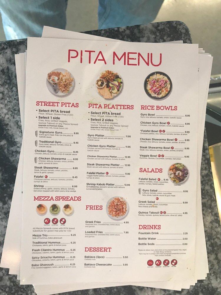 Menu at PITA Mediterranean Street Food- Halcyon restaurant, Alpharetta ...