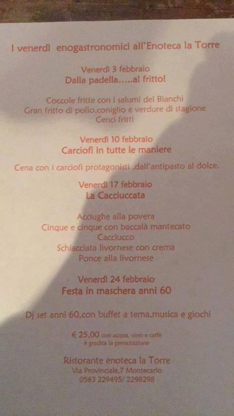 Menu au Fattoria la Torre pub et bar, Montecarlo
