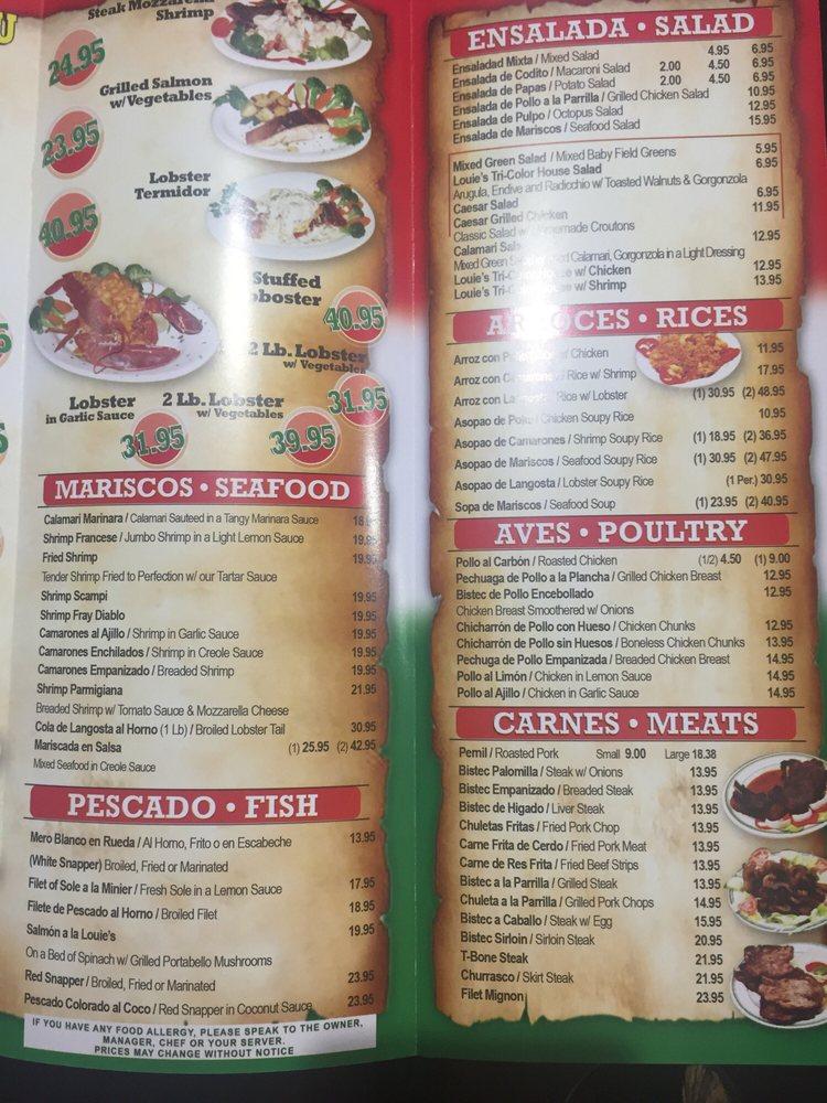 Menu at Caridad & Louie's Restaurant, Mount Vernon, E Gun Hill Rd