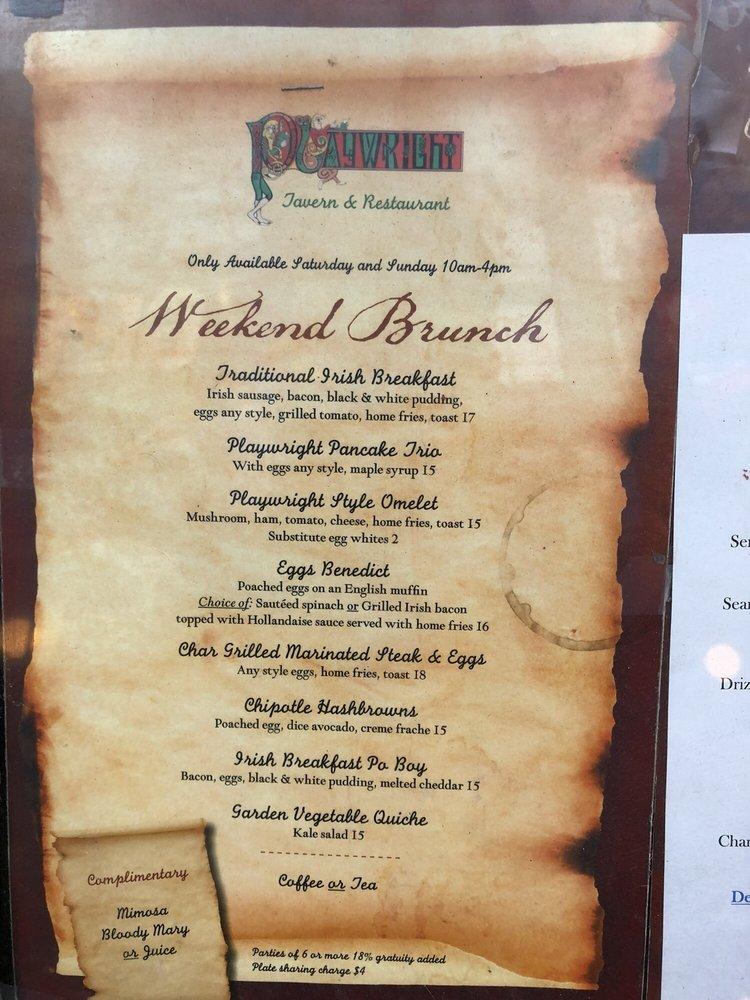 Menu at Playwright pub & bar, West New York, 202 W 49th St