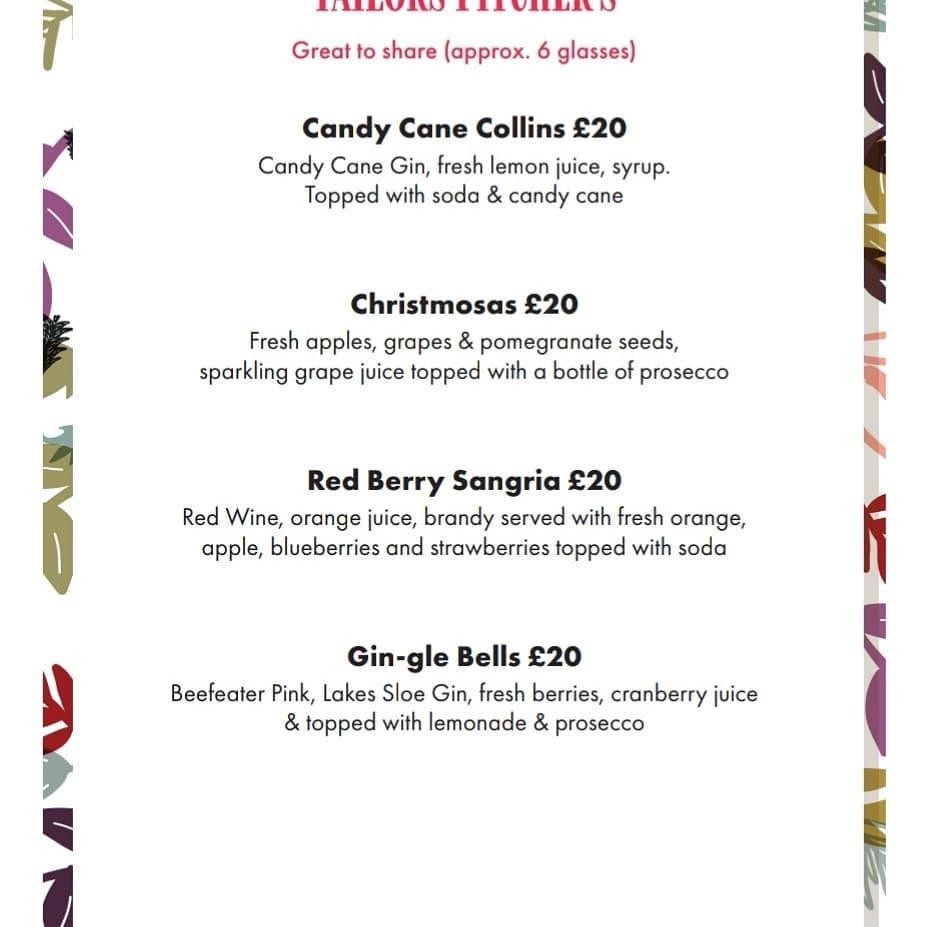 Menu at Tailors Bar and Lounge, Barrow-in-Furness