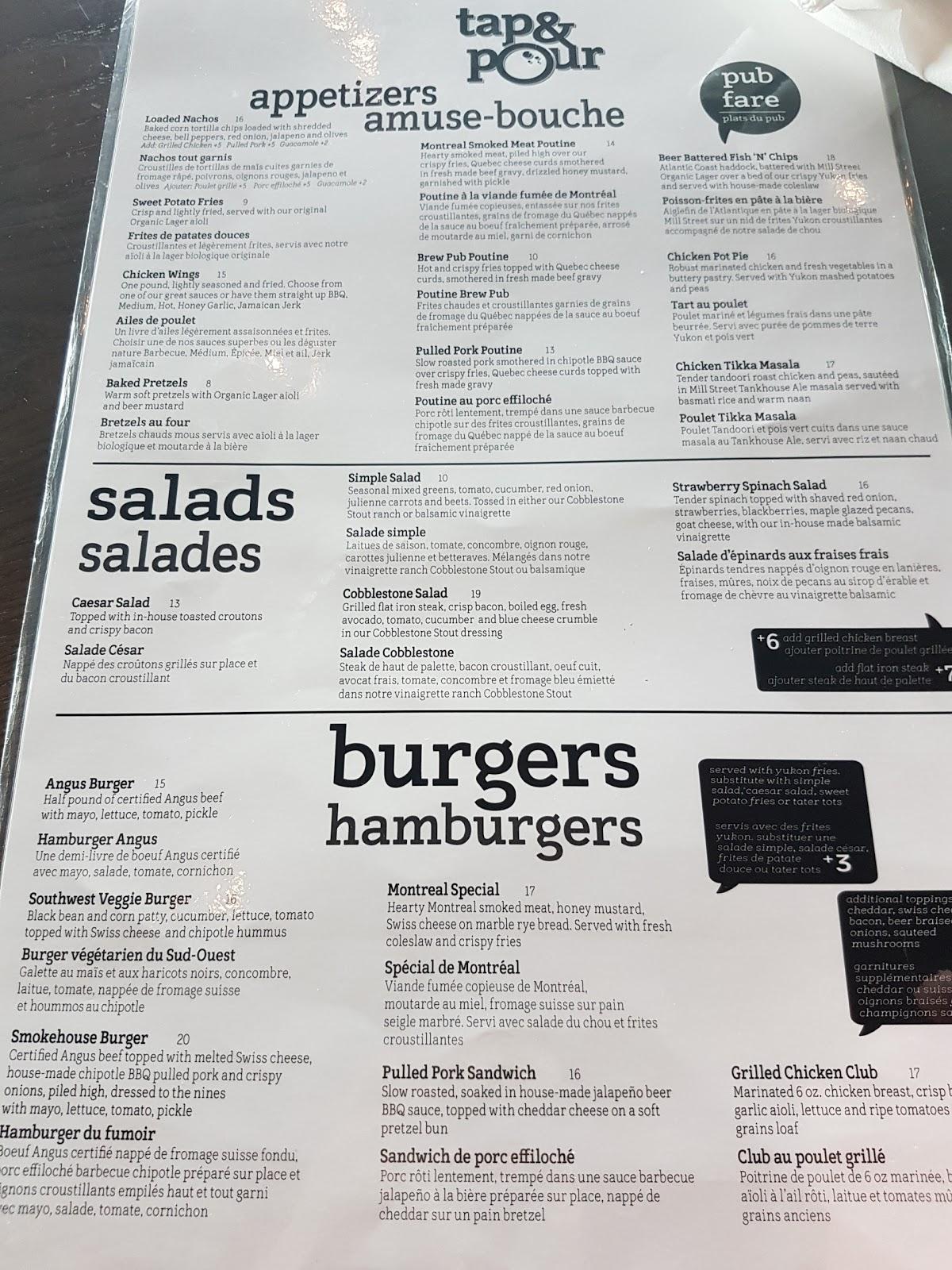 Menu at Tap & Pour pub & bar, Mississauga, Silver Dart Drive Toronto ...