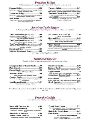 Menu at American Table Family Restaurant, Perrysburg, 580 Craig Dr STE 1