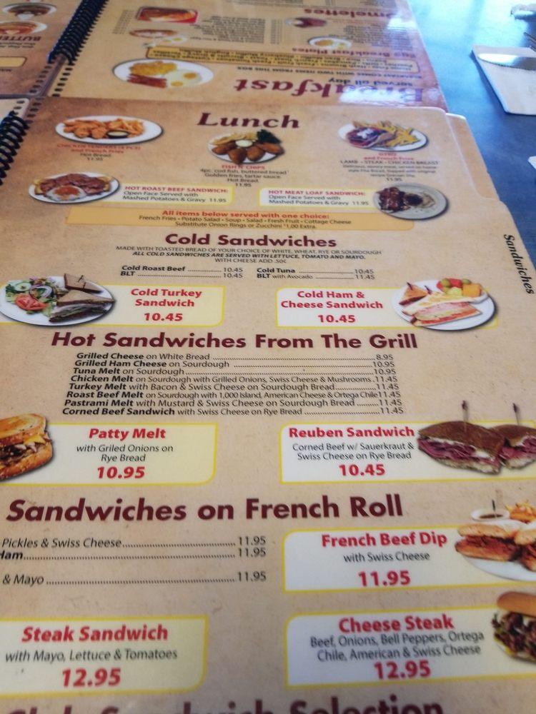 Menu at Brandon's Diner restaurant, Riverside, Indiana Ave