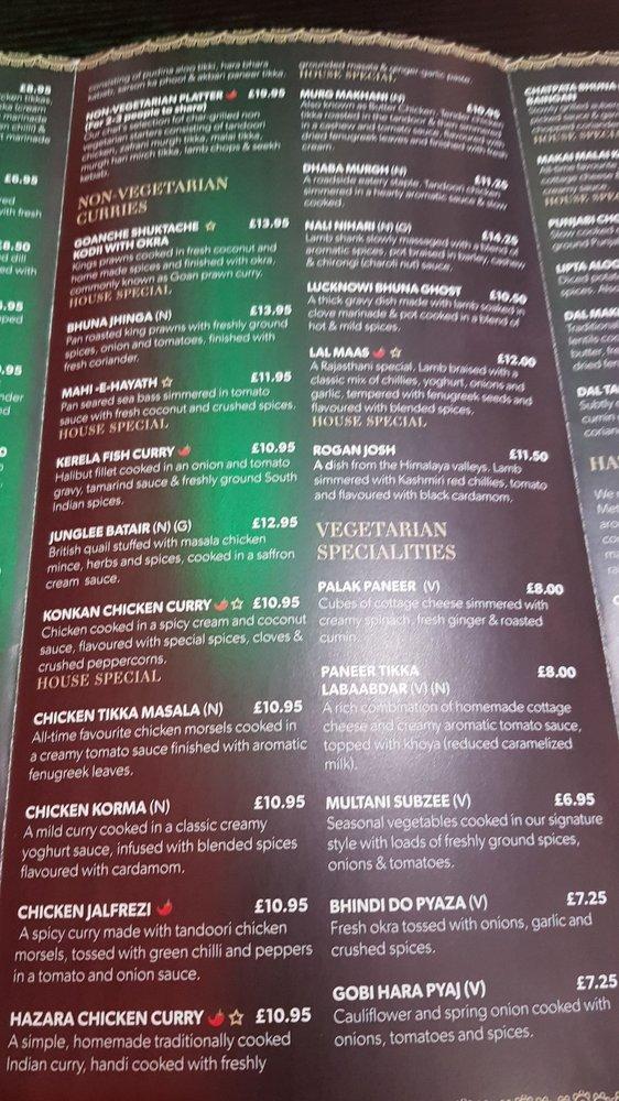 Menu at Hazara Restaurants, London