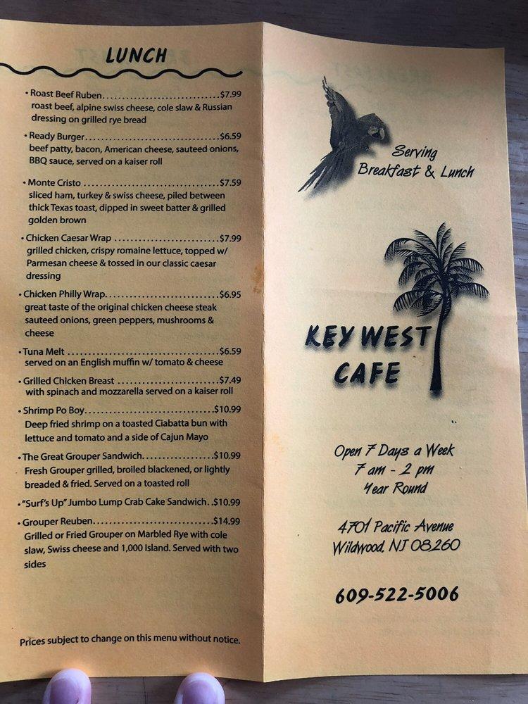 Menu at Key West Cafe, Wildwood