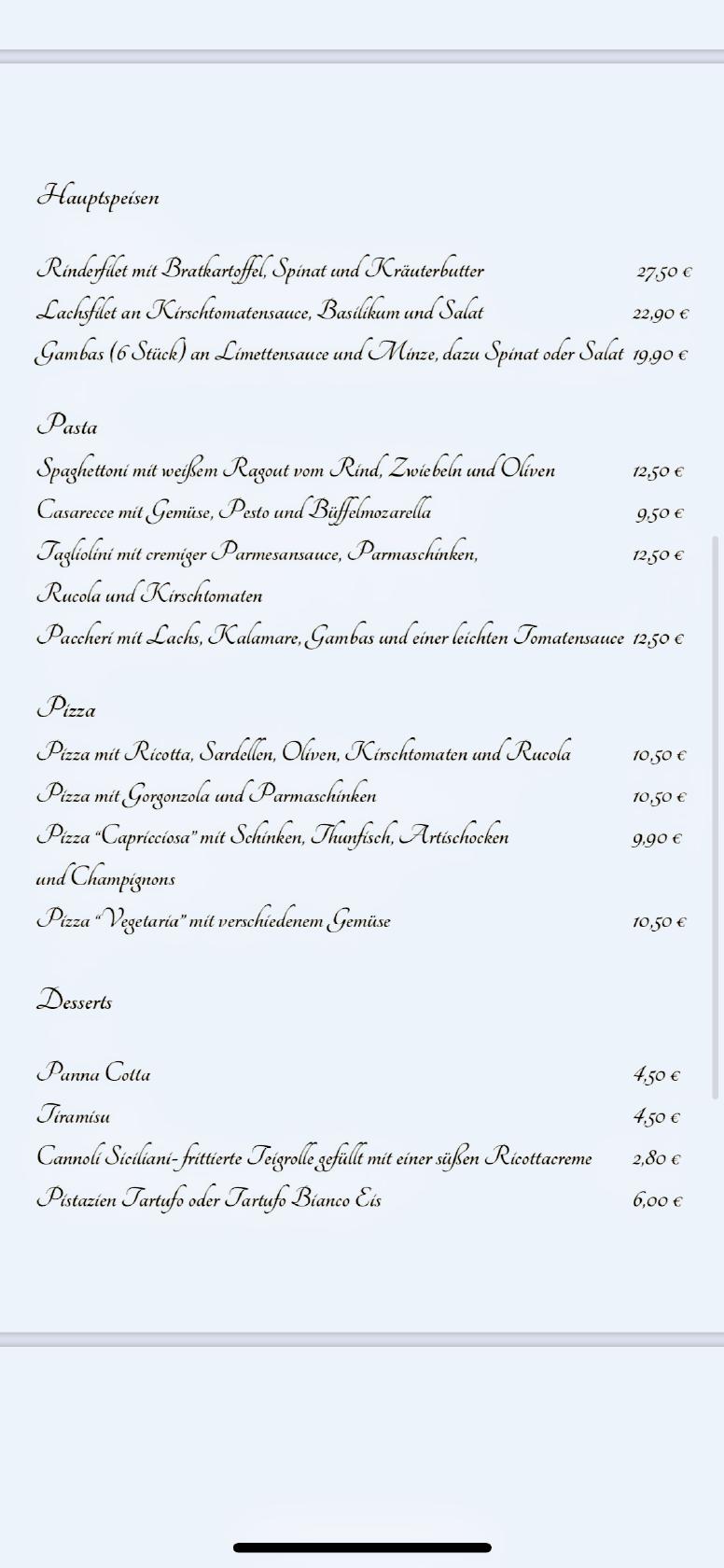 Menu at Peperoncino Bistrorante Idstein restaurant, Idstein