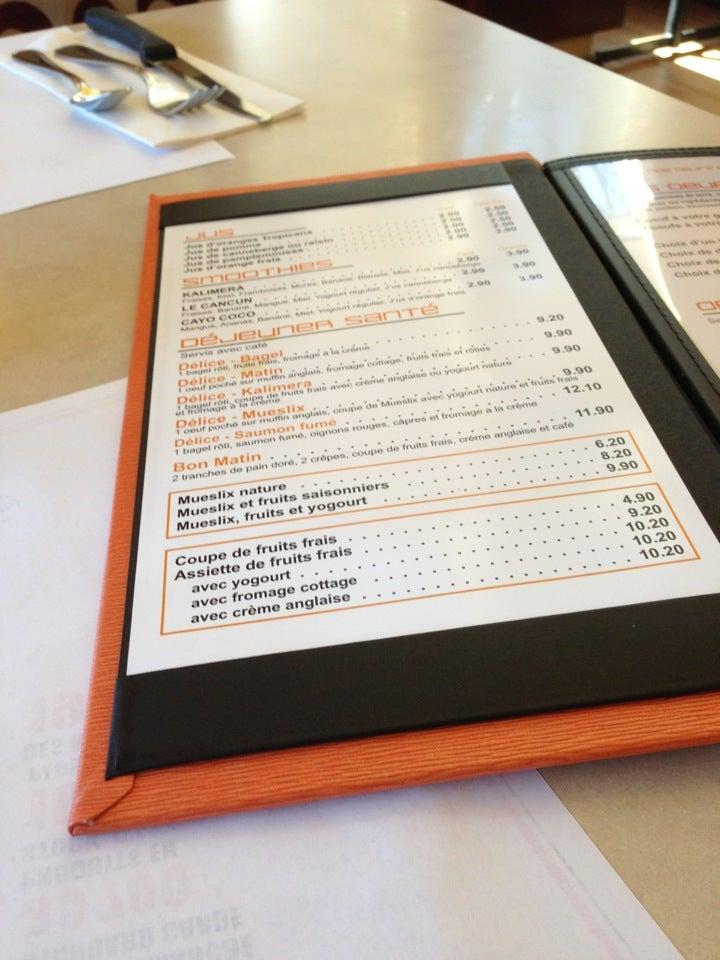Menu at Restaurant Kalimera, Québec City