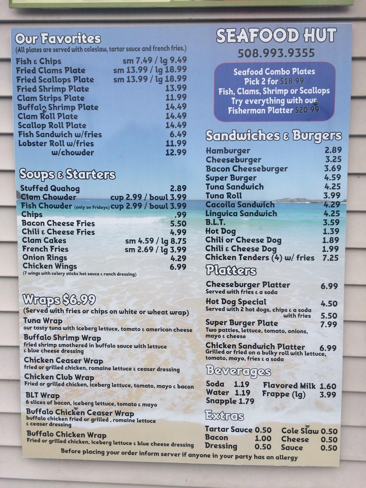 Menu at Seafood Hut restaurant, Acushnet, 2 S Main St