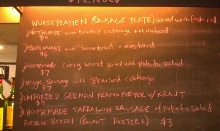 Menu at Wunderbar!, Covington
