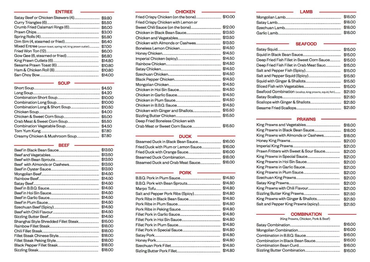 Menu at Golden Island Chinese Take Away fast food, Meadowbank, 27 Bank St