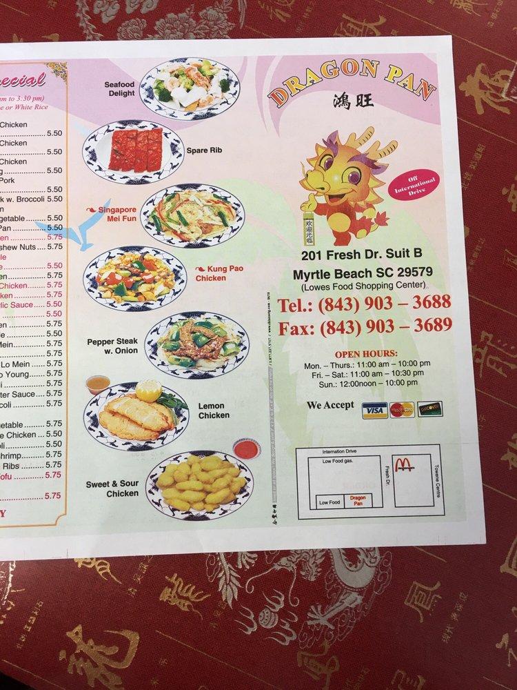 Menu at Dragon Pan BBQ, Myrtle Beach