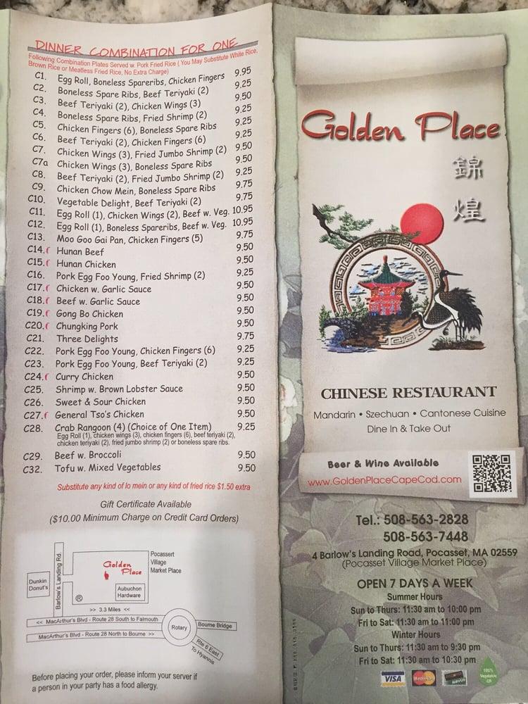 Menu at Golden Place restaurant, Bourne, 4 Barlows Landing Rd #2