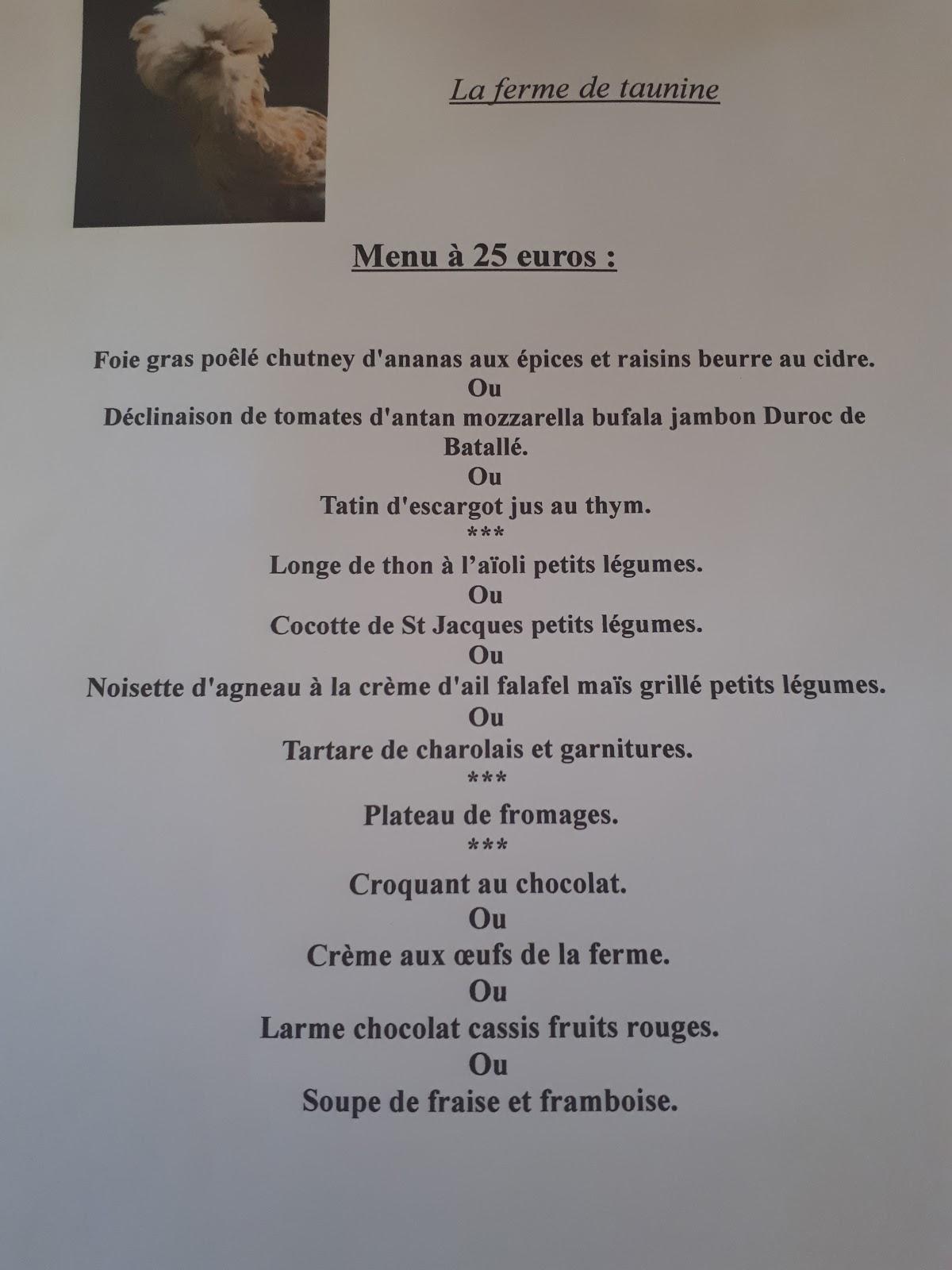 Menu au La Ferme De Taunine restaurant, Condat-en-Combraille