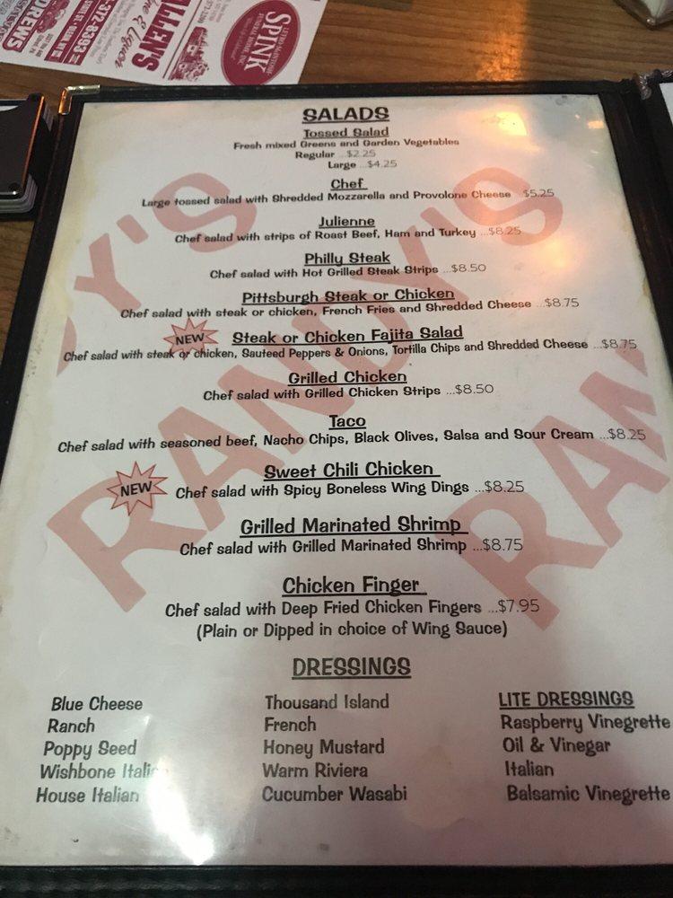 Menu at Randy's Up The River pub & bar, Allegany, 9 Mile Rd