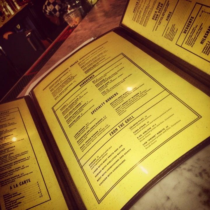 Carta del restaurante Rutledge Cab Company, Charleston